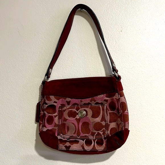 Coach | Bags | Coach Mini Monogram Maroon Burgundy Purse Vintage | Poshmark